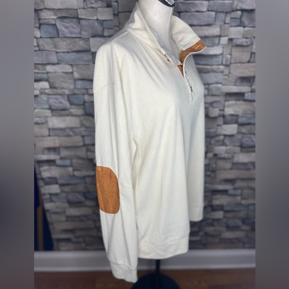 Heng Sheng Jeans | Tops | Heng Sheng Jeans Super Soft Lightweight Cream Corduroy Sweater W Suede ...